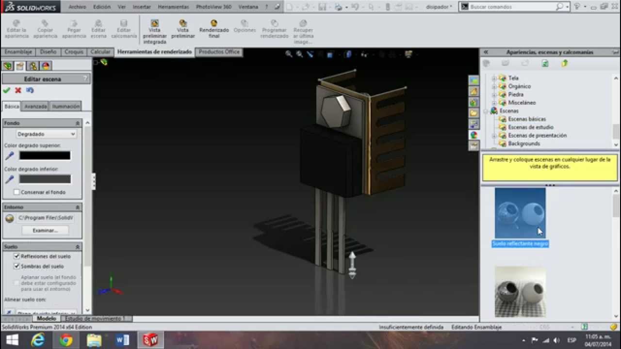 Como hacer un render en Solidworks 2014 - YouTube