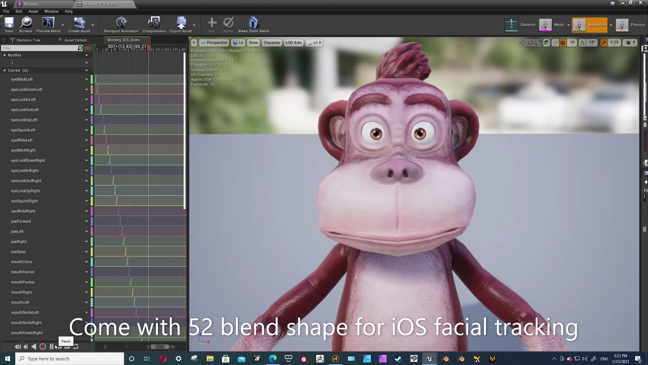 Cartoon stylish Monkey for facial mocap - YouTube