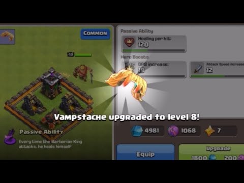 HERO NEW Equipment Upgrading VAMPSTACHE #clashofclans - YouTube