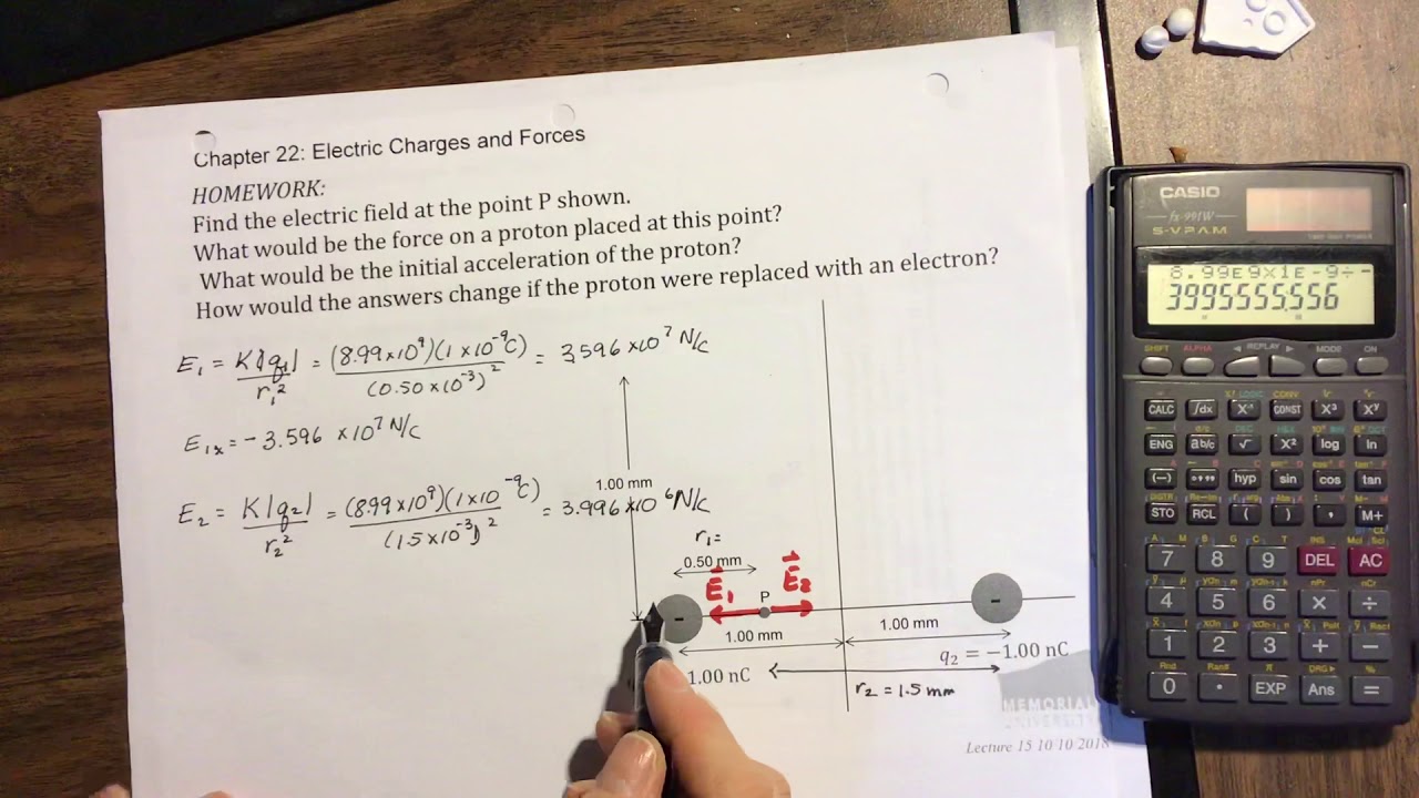 Physics 1051: Electric field between two charges (on axis) - YouTube
