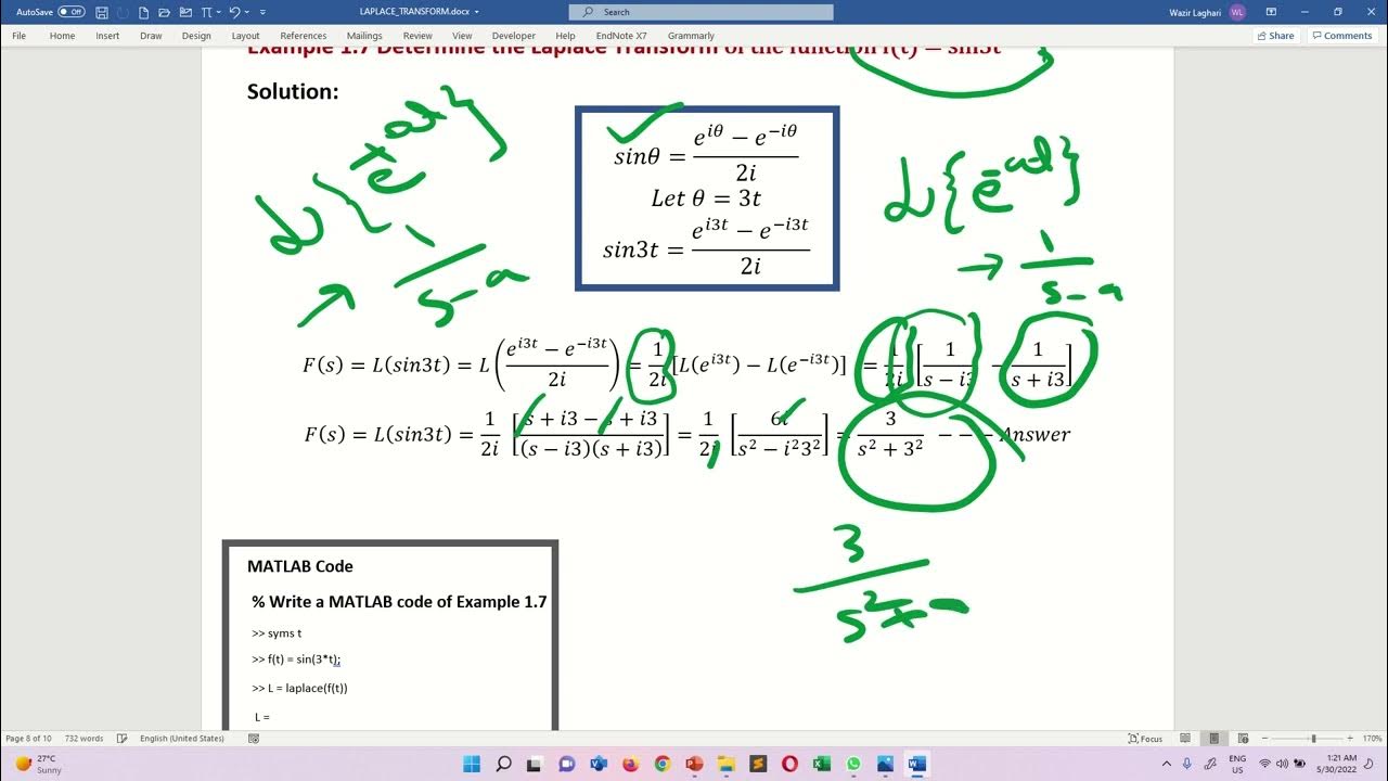 3 LAPLACE TRANSFORM TRIGNOMETRIC FUNCTION - YouTube