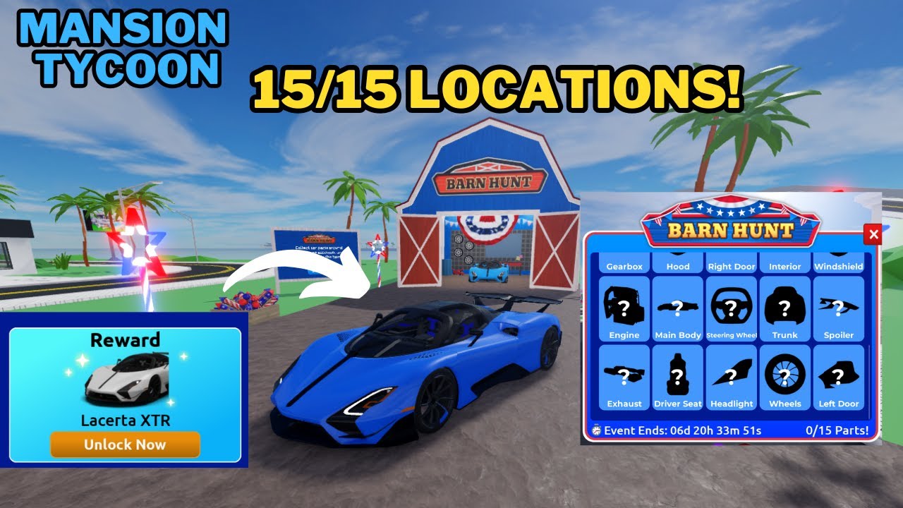 Roblox Mansion Tycoon: ALL 15 Barn Locations (4th July EVENT) - YouTube