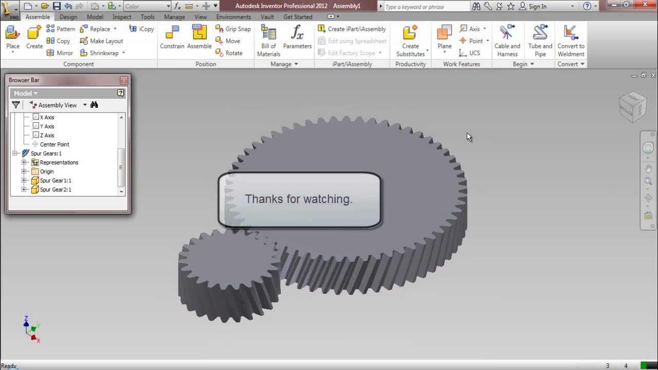Component Generators-Spur Gears (Autodesk Inventor 2012) - YouTube