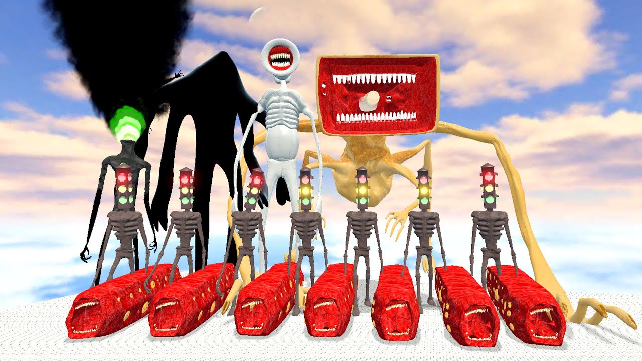 MEGAHORN VS TRAFFIC LIGHT HEAD VS TRAIN EATER MONSTER AND OTHER MONSTER ...