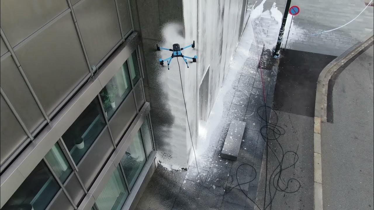 Ktv Working Drone Applies Selfcleaner Facade Cleaning With Drone Youtube