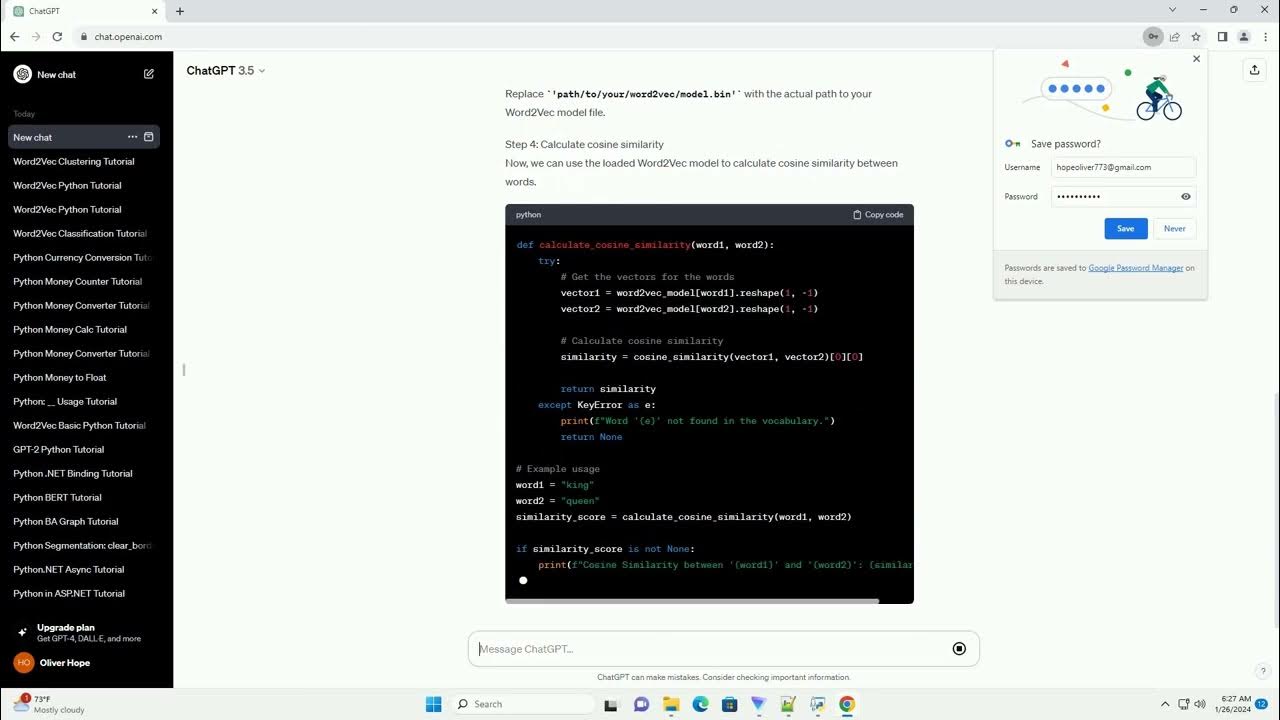 python word2vec cosine similarity - YouTube