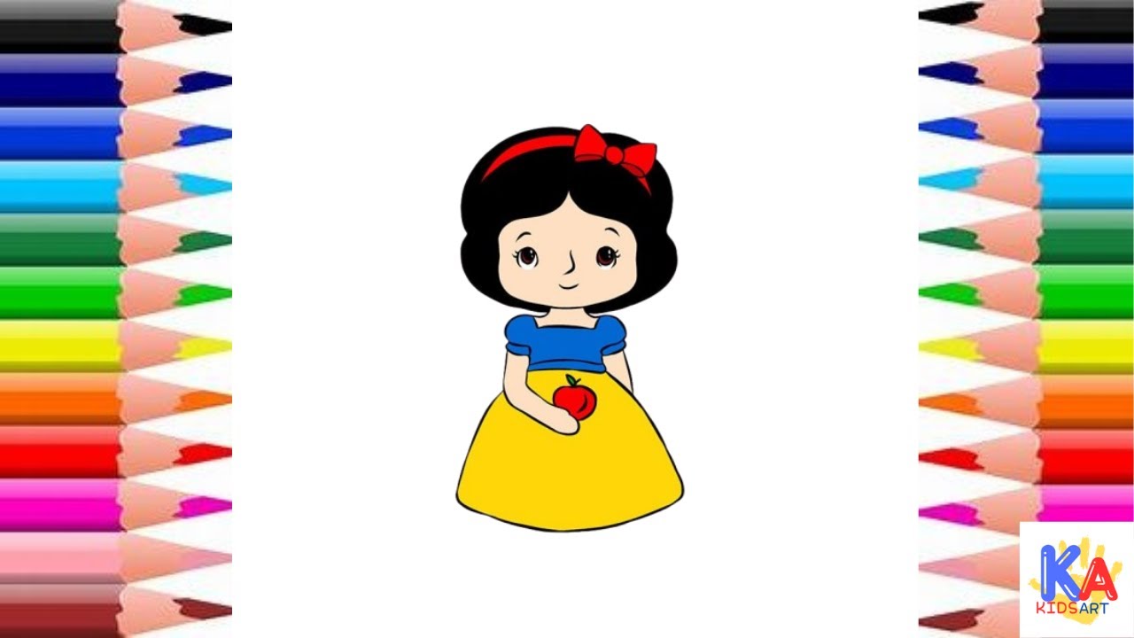 DRAW AND COLOR A CUTE SNOW WHITE FOR KIDS - YouTube