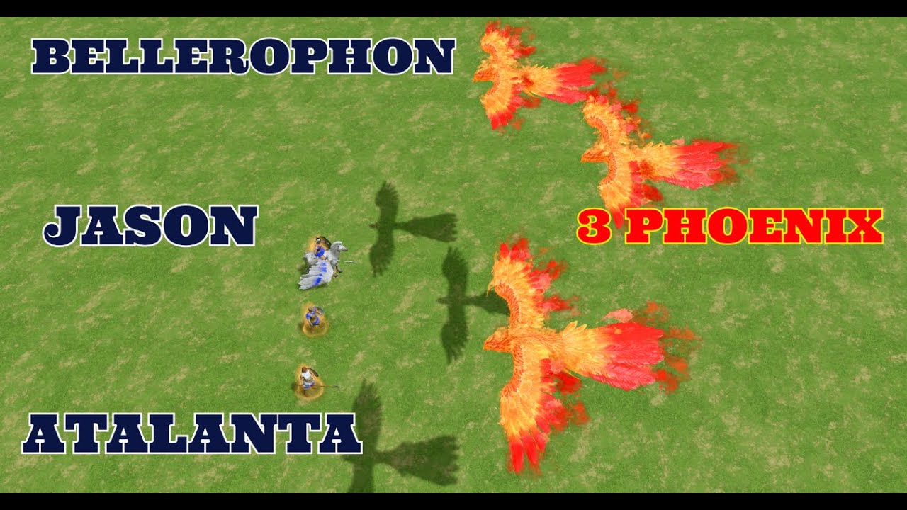 Age of Mythology Retold 3 Heroes vs 3 phoenix - YouTube