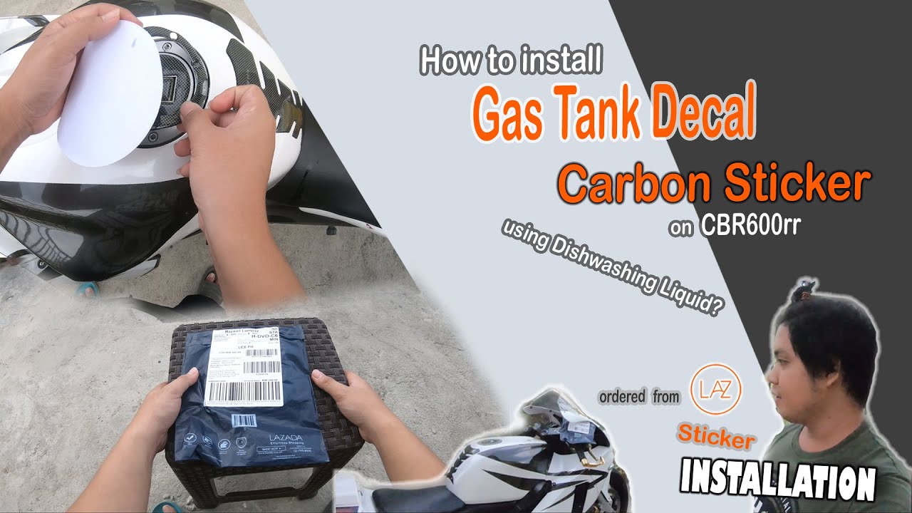 HOW TO INSTALL GAS TANK DECAL USING DISHWASHING LIQUID | Carbon Sticker ...