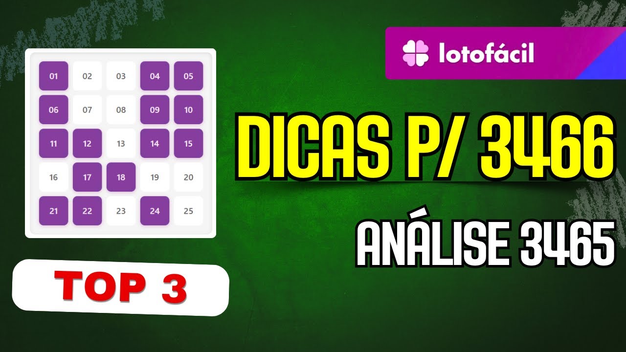 Dicas Lotofacil 3466 - Top 3 Completo! - YouTube