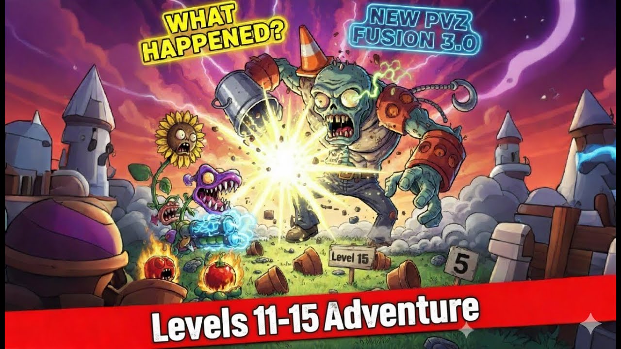 WHAT HAPPENED? Playing the NEW PVZ Fusion 3.0 Levels 11-15 Adventure ...