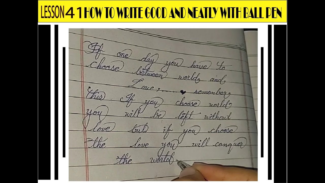How to WRITE GOOD AND NEAT BY USING { BALL PEN } - YouTube