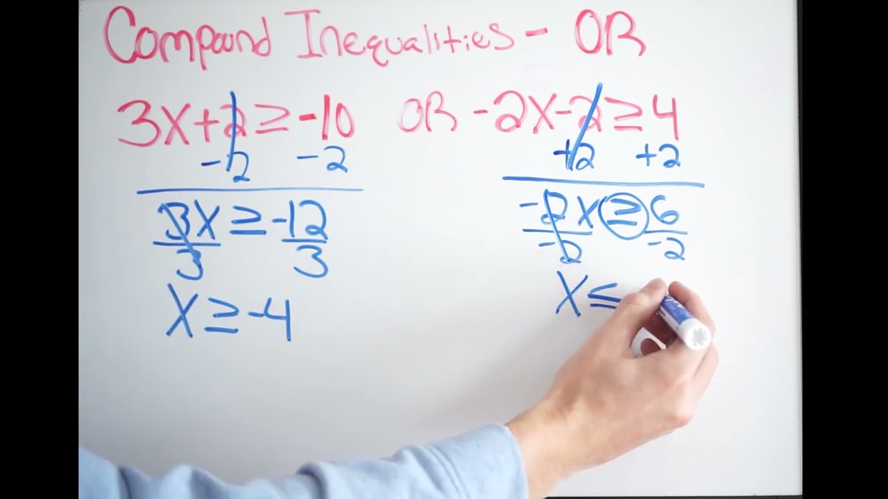 Solving Compound Inequalities - Disjunction (OR) - 2 Examples - YouTube
