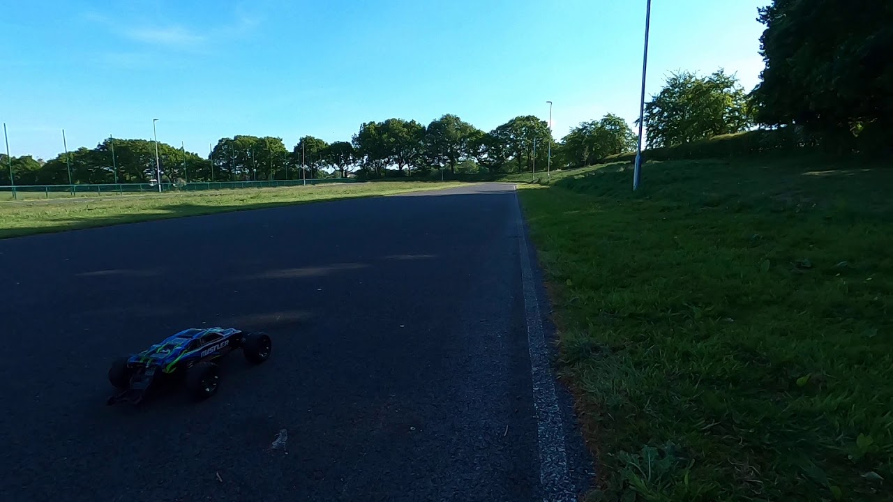 Traxxas Rustler VXL TSM high speed gearing runs. - YouTube