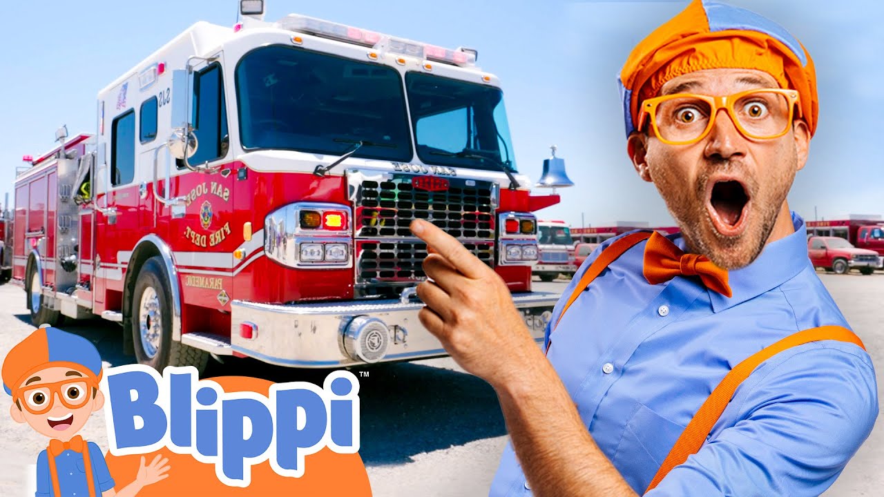 Blippi Learns and Visits Firetrucks! | Vehicles for Children ...