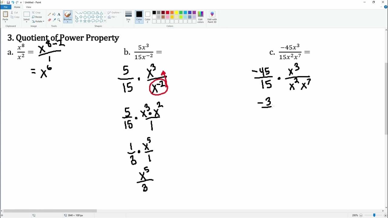 Quotient of Power Property. Question 3 - YouTube