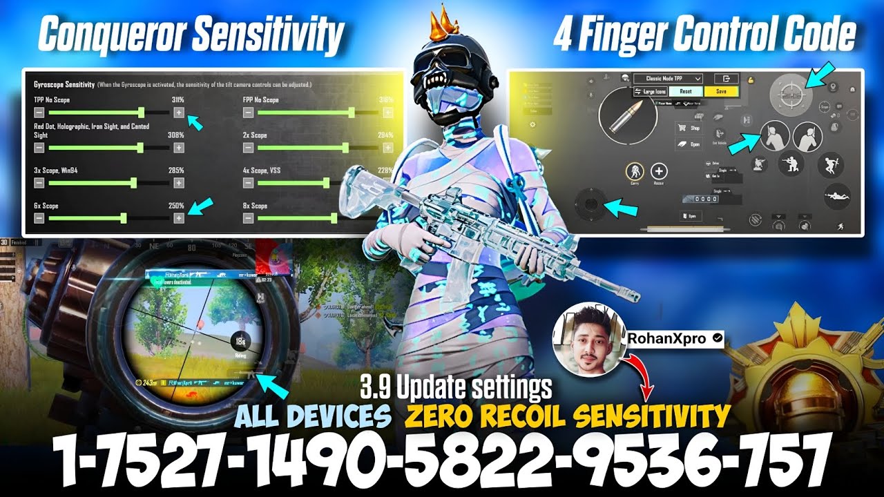 BGMI New 3.9 Update Non GYRO + GYRO ZERO RECOIL SENSITIVITY CODE 🔴 | New Sensi Code | 4 finger ...