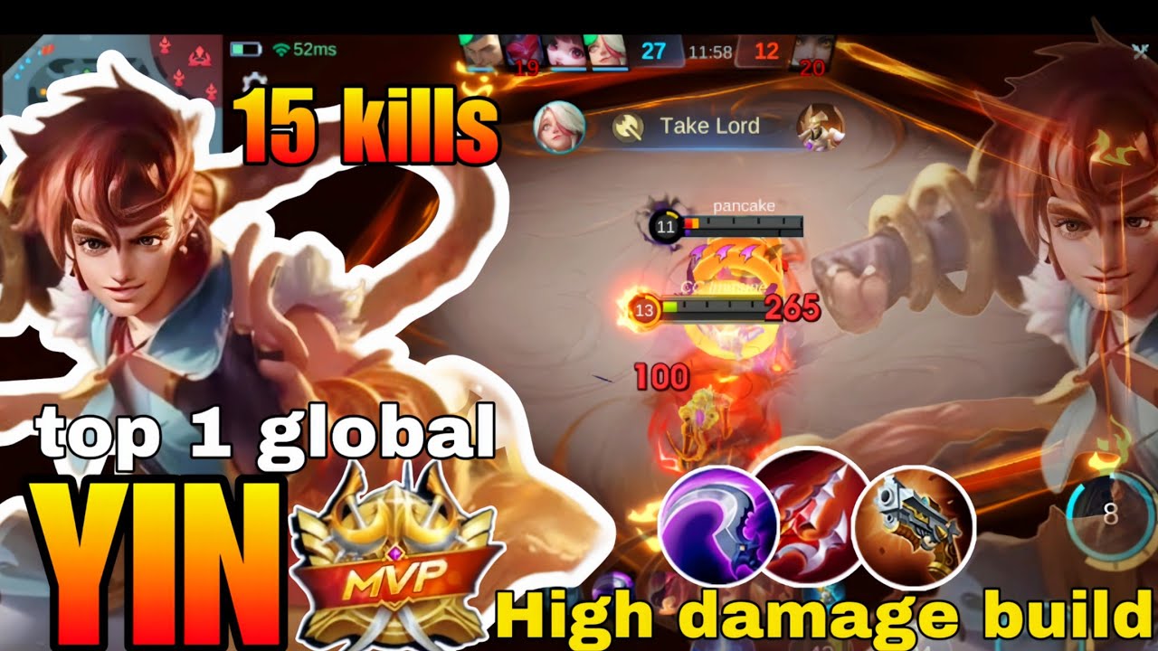 15 Kills + Legendary Yin 100% BROKEN HERO!! Build Top 1 Global Yin ...
