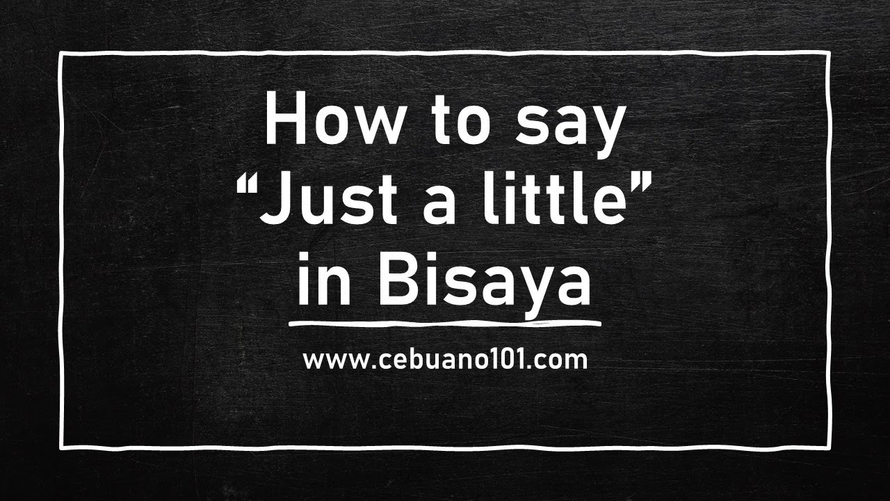 How to say Just a Little | Basic Conversation Bisaya for English ...