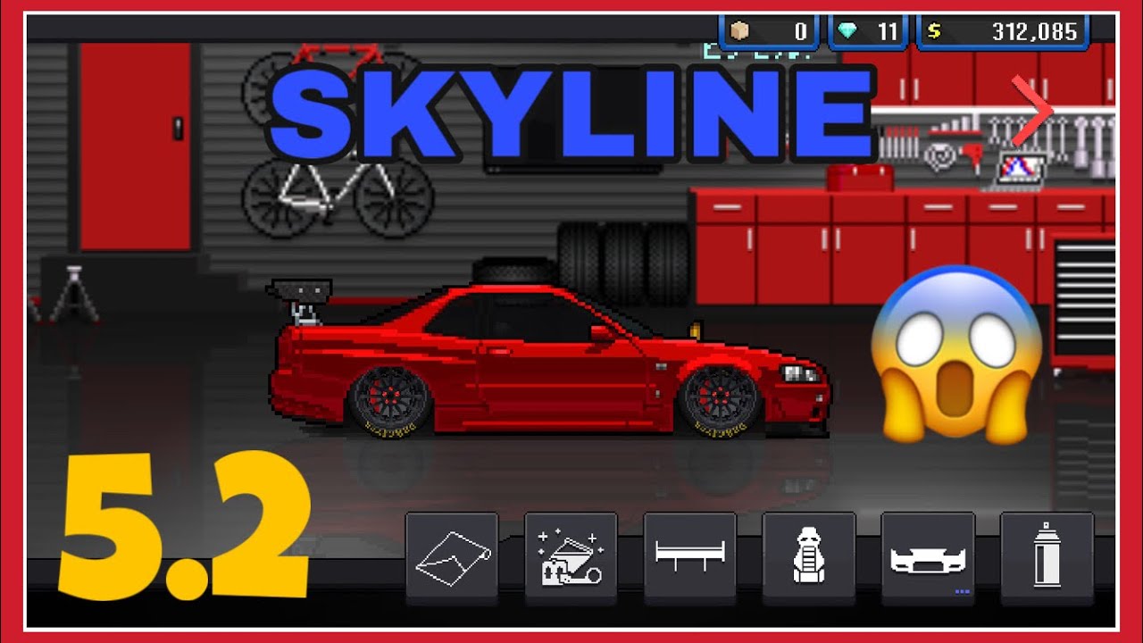 PIXEL CAR RACER | SKYLINE R34 BUILD (fastest car ever) - YouTube
