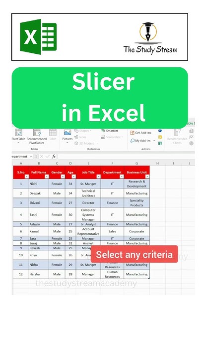 Excel slicer II Slicer in Excel II how to add slicer in excel - YouTube