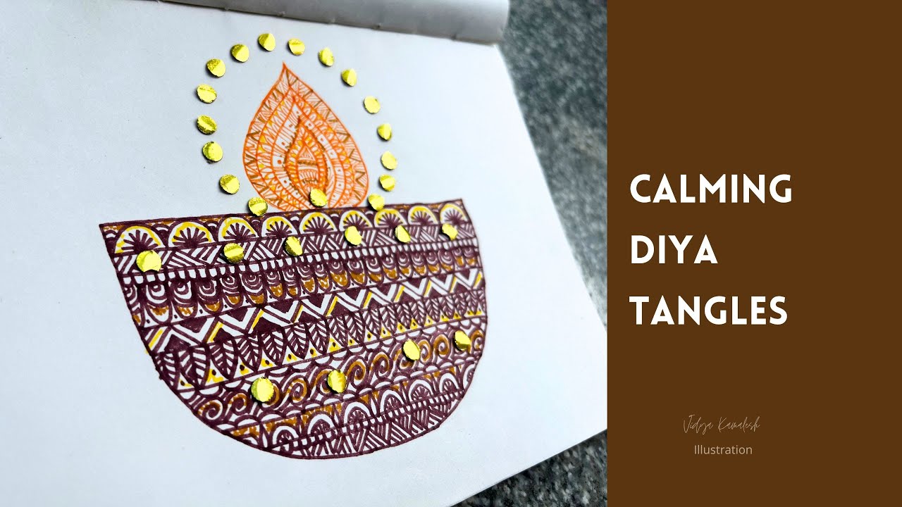 Calming Diya Tangles 🪔 Diwali Art to Relax, Relieve Stress #mindfulness ...