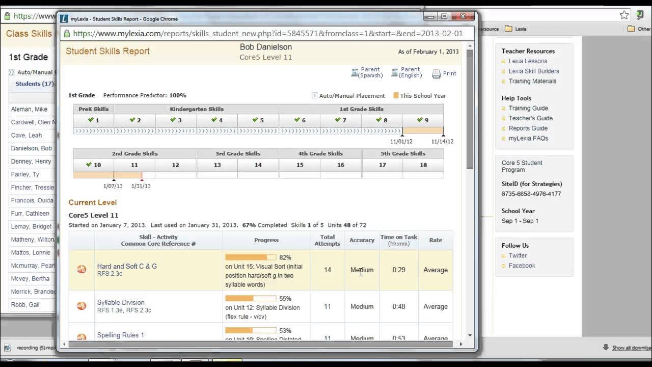 Lexia Core 5 - Student Skills Report - YouTube