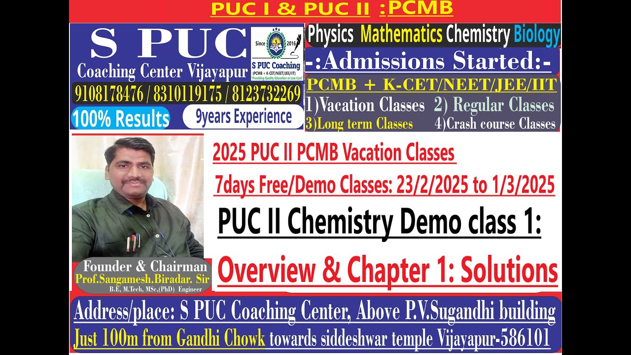 2025 PUC II Chemistry demo class 1 (Chapter 1: Solutions) S PUC ...