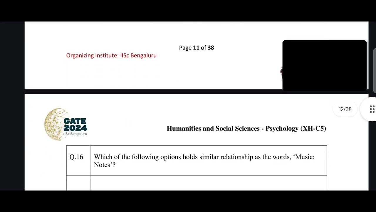 GATE 2024 PSYCHOLOGY XH-C5 QUESTION PAPER - YouTube