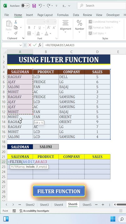 Using FILTER Function in MS Excel #excel #exceltips #shortvideo #viralvideo - YouTube