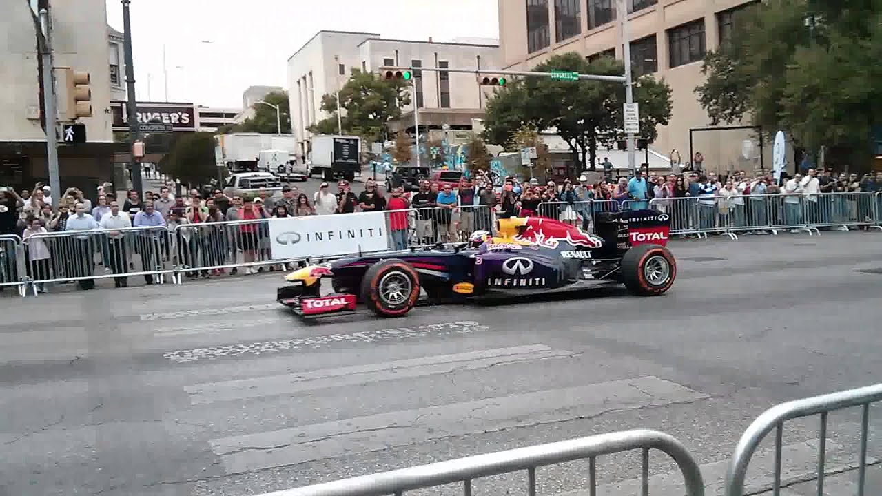 Red Bull F1 Car driving downtown Austin - YouTube