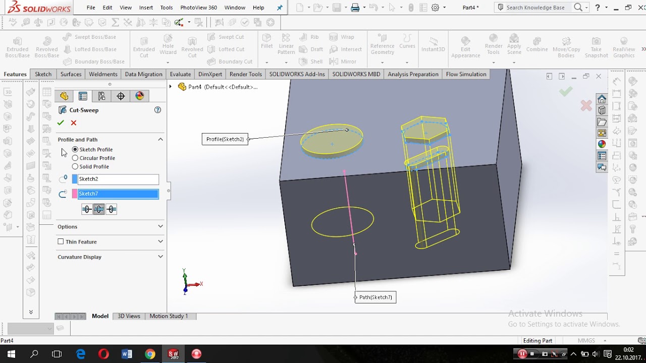 SolidWorks 2017 Shell/Cut-Cut-Cut/Hole Wizard - YouTube