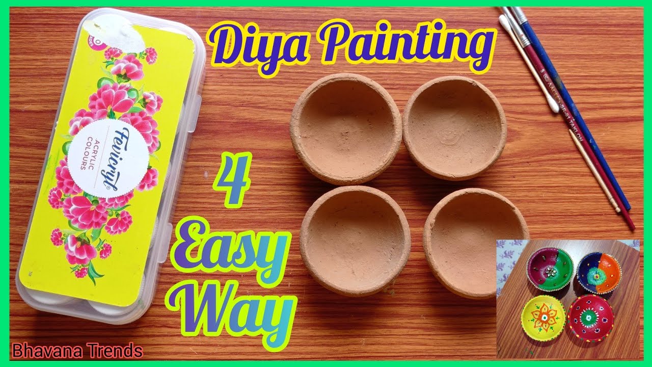 4 Easy Ways To Decorate Plain Diya At Home|DIY Diya Ideas|Diwali ...