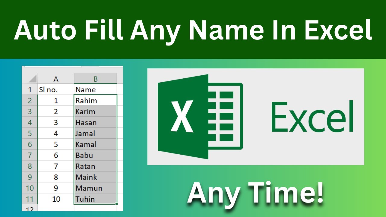 Auto Fill Any Name in Excel from Your List | Excel Tips for Beginners ...
