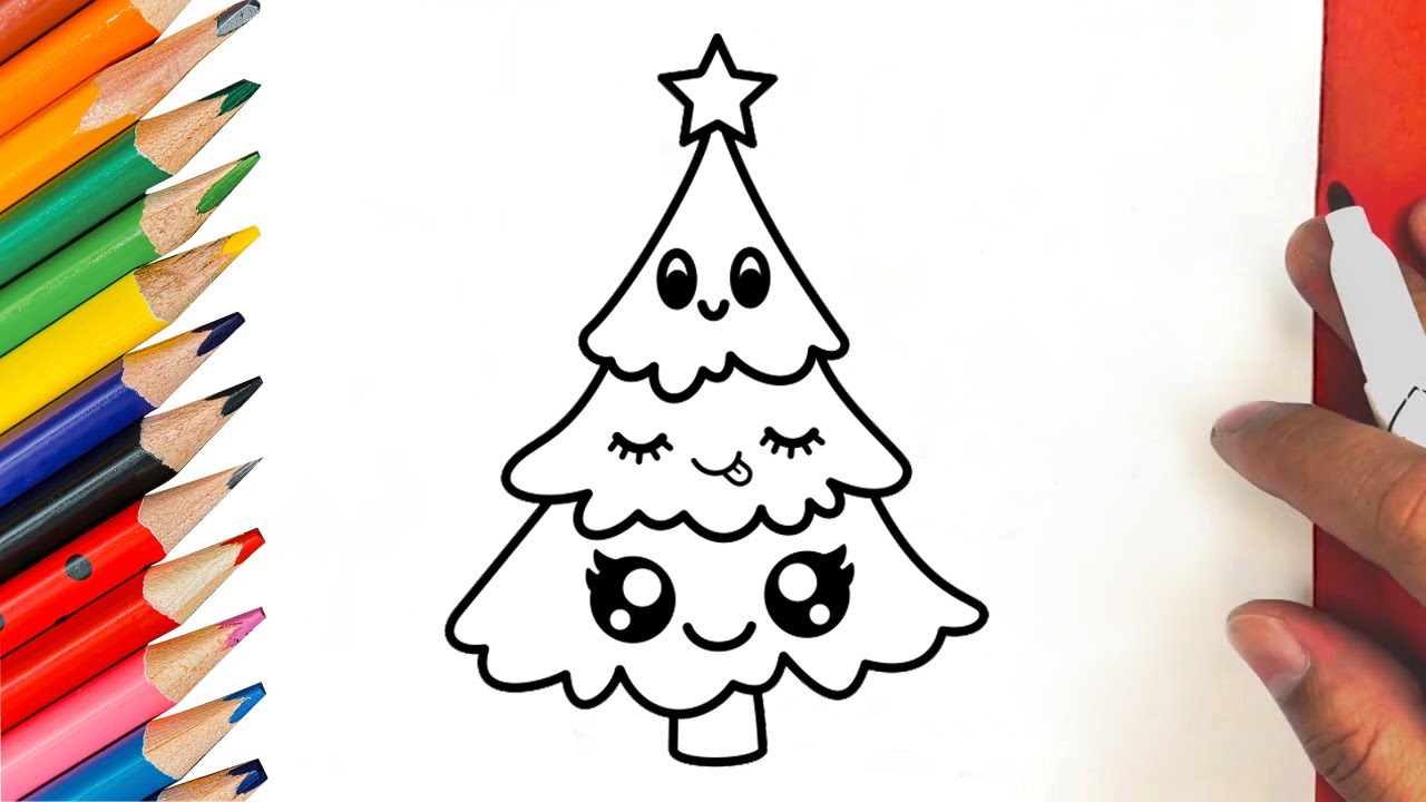 Drawing Cute | How to draw a Christmas tree easy - YouTube