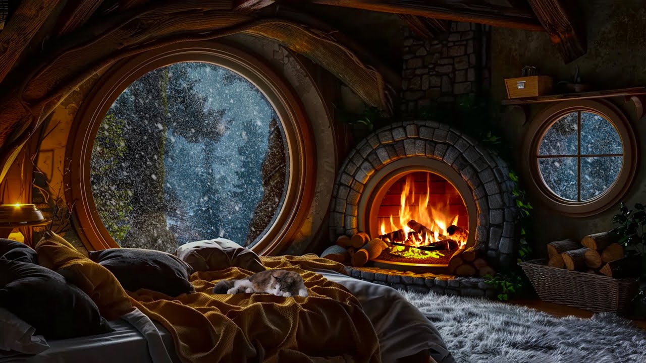 Cozy Cabin Space | Fireplace sounds, flickering firelight for Sleeping ...