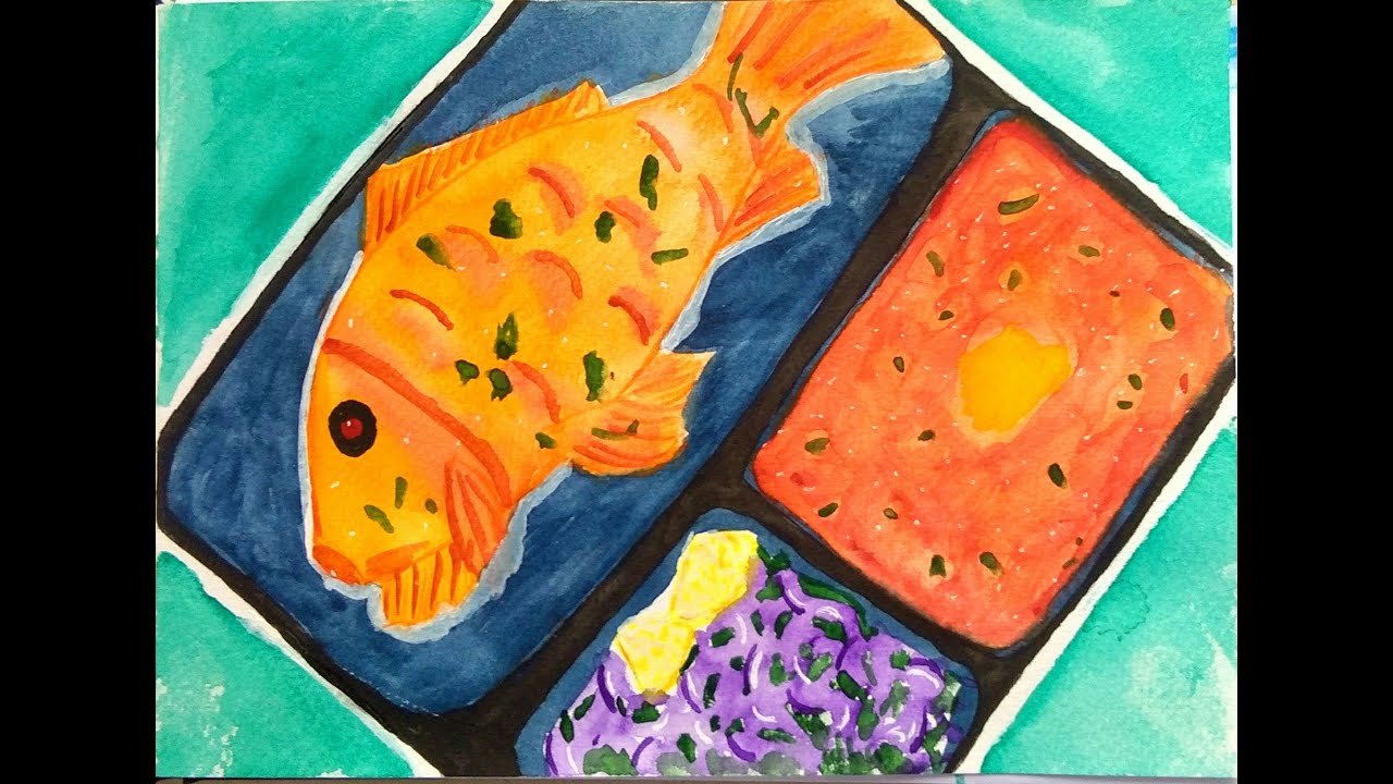 Drawing a Veg. Fish Pav Bhaji | Quirky Food | #MyArtLab - YouTube