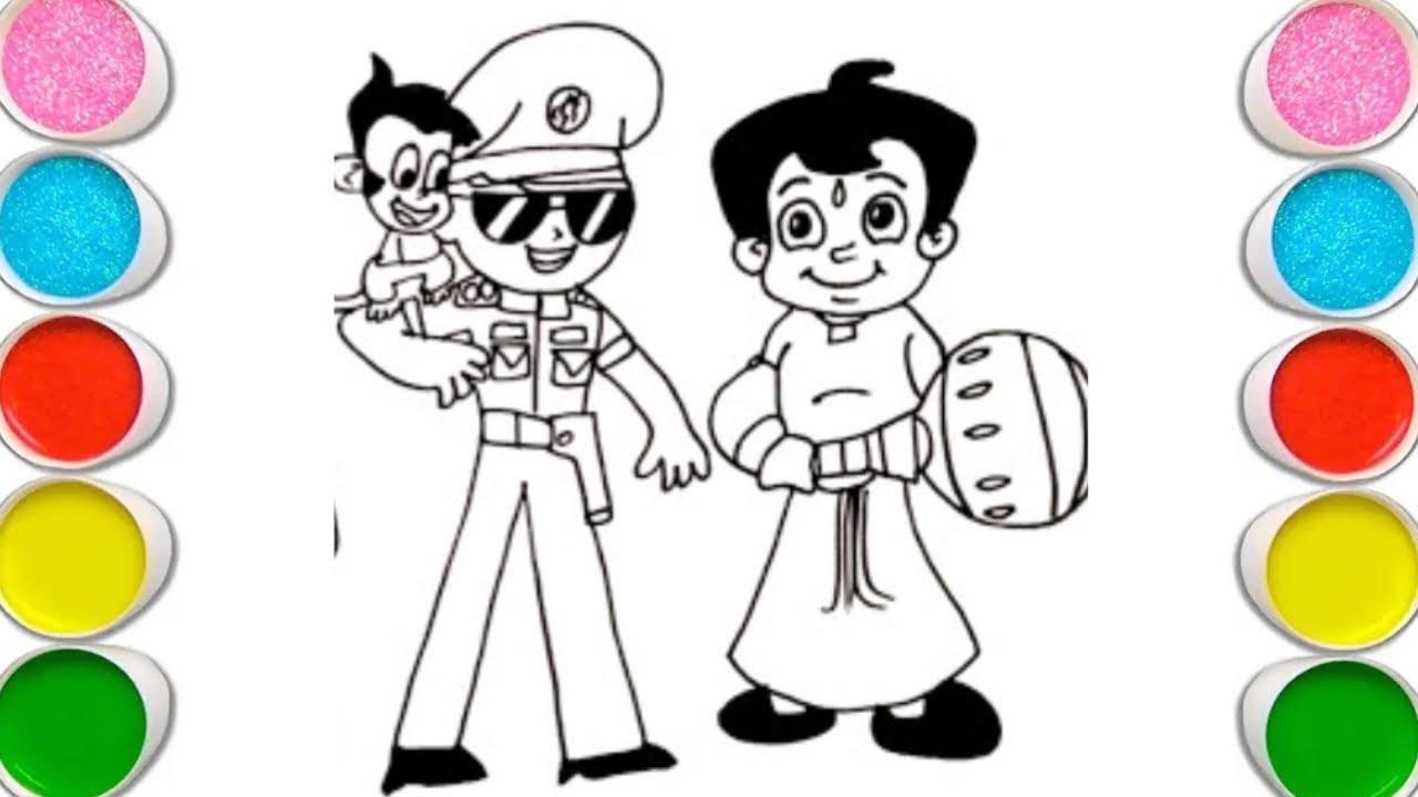 How to draw Chhota Bheem and little Singham | little Singham drawing ...