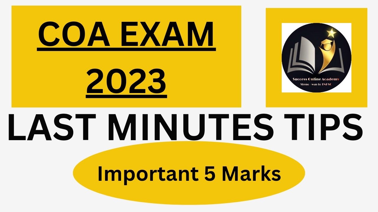 COA EXAM 2023 | LAST MINUTES TIPS | IMPORTANT 5 MARKS | DOTE - YouTube