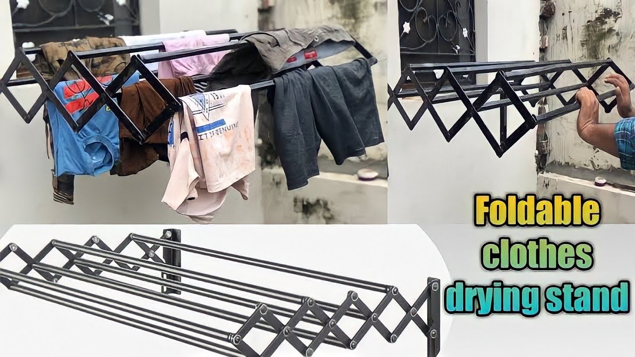 Cloth Hanger for Drying // Make a foldable clothes rack // wall mounted ...