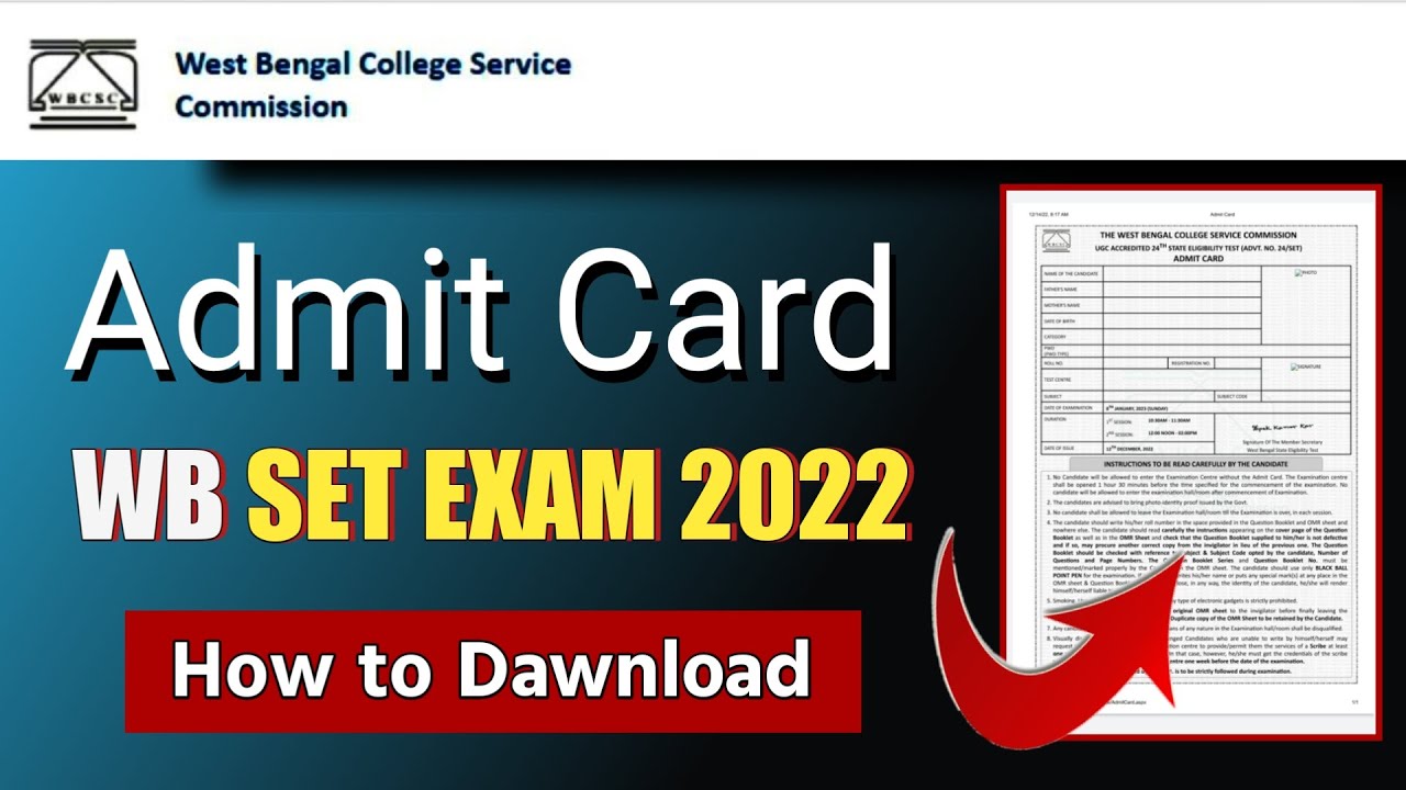 WB SET Admit Card 2022 | How to download WB SET Admit Card 2022 | - YouTube
