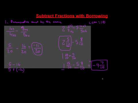Subtract Fractions with Borrowing - YouTube