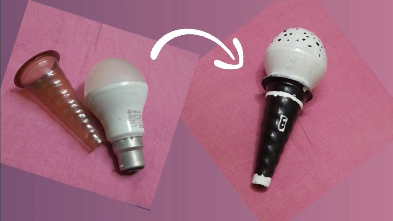 how to make microphone 🎤 from fuse bulb // diy waste material craft// 👩 ...