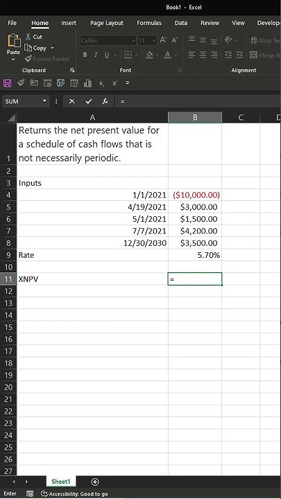 XNPV Function Net Present Value #Shorts Microsoft Excel Tutorial - YouTube