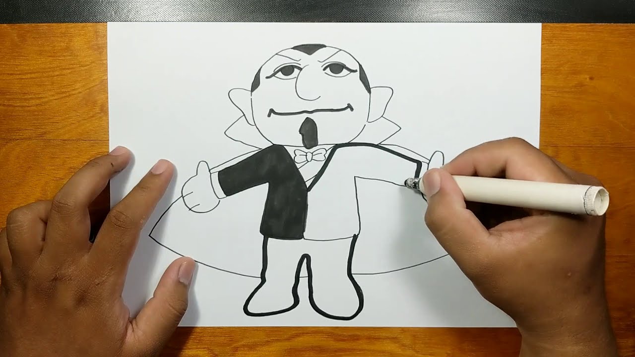 How to draw THE COUNT - SESAME STREET step by step - YouTube