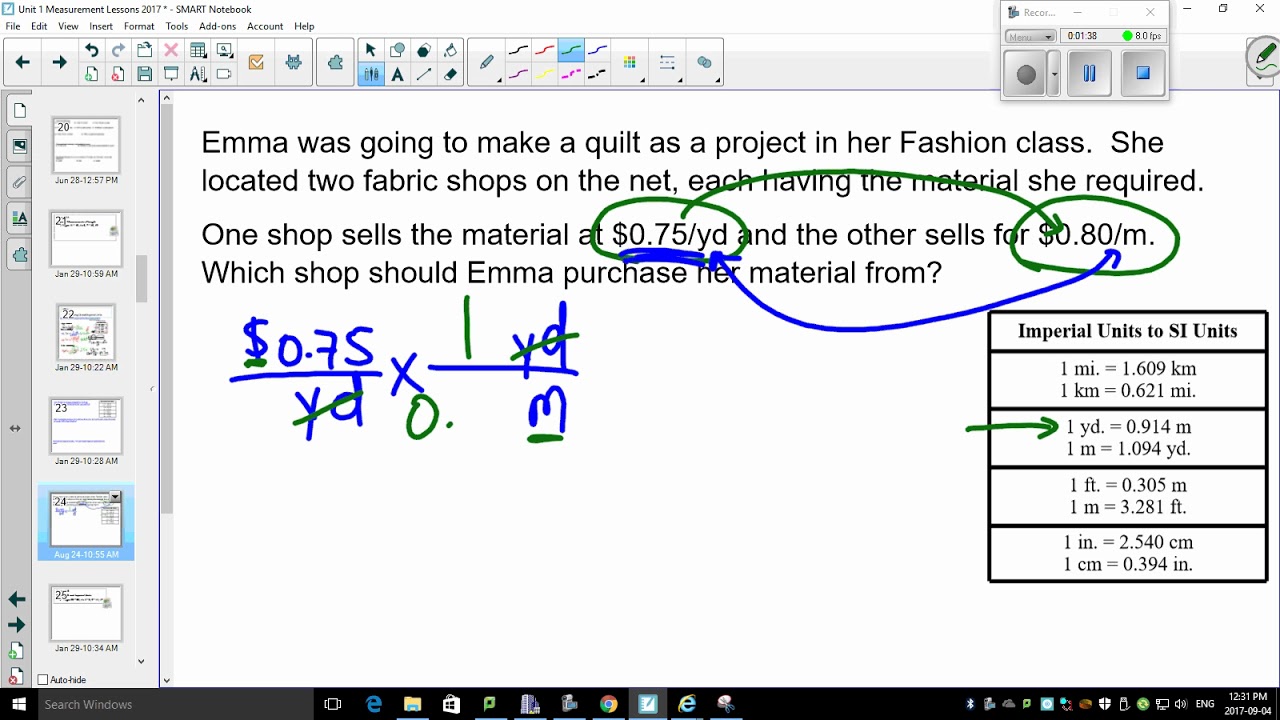 Unit 1 3 1 Conversions between Imperial and SI Part 2 - YouTube