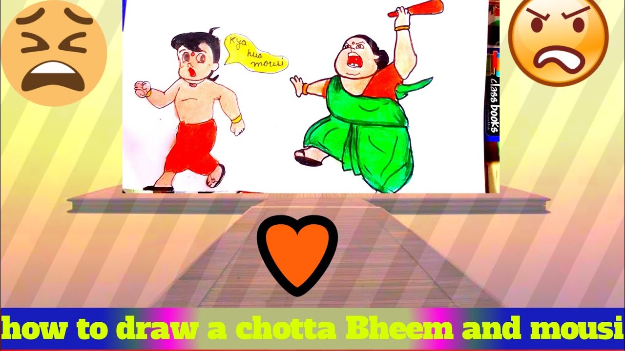 how to draw a chotta Bheem and mousi drawing easy step-by-step from ...