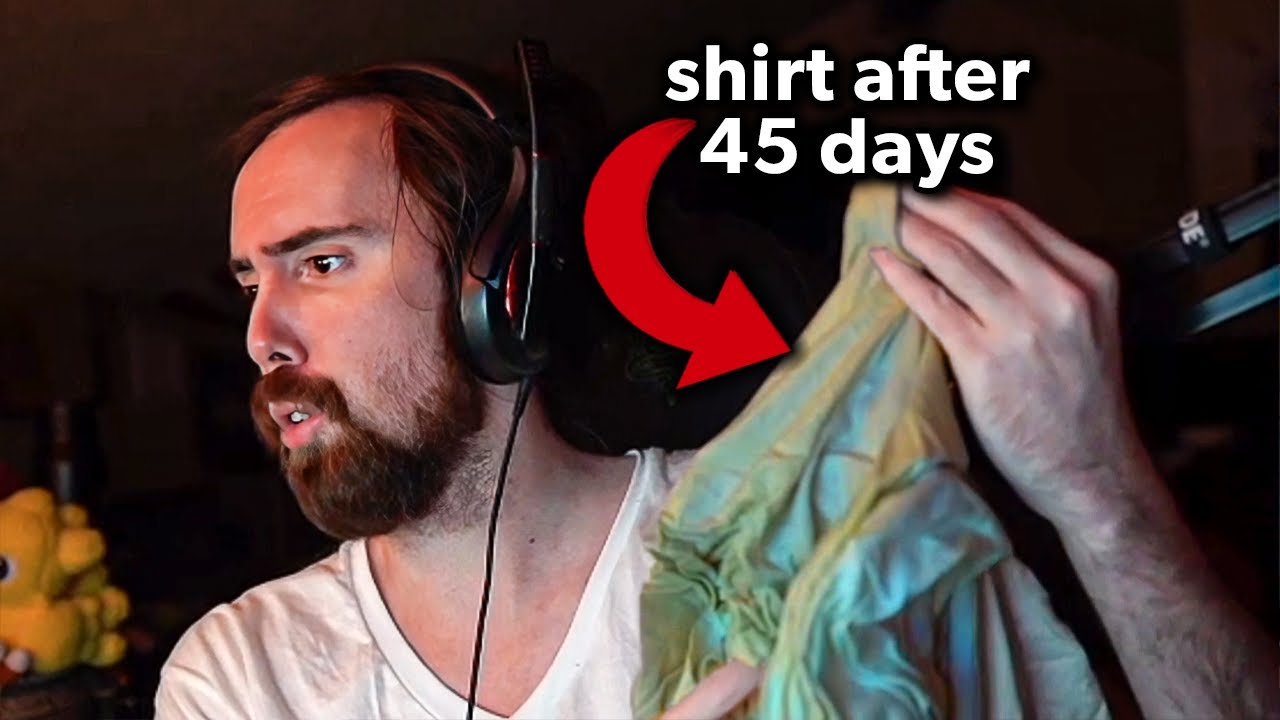 Asmongold shows his white shirt after wearing it for 45 days - YouTube