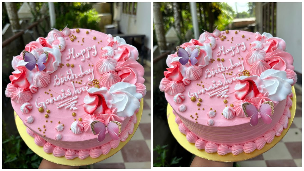 Strawberry cake decoration || pink colour || Baking with Bijayata Boro ...