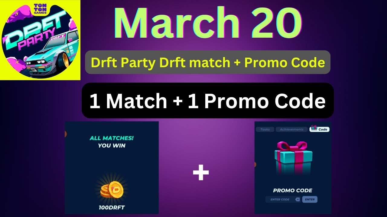 Today, 20 March DRFT Party Match & Promo Code | Don't Miss - YouTube